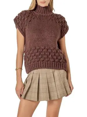 English Factory Bubble Turtleneck Sweater - Brown