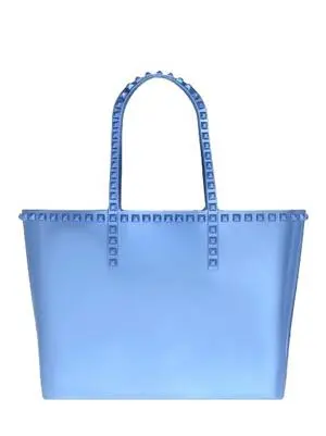 Carmen Sol Seba Studded Jelly Tote Bag - Baby Blue Metallic