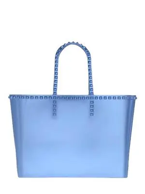 Carmen Sol Angelica Studded Tote Bag Baby Blue Metallic