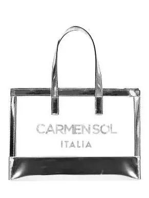 Carmen Sol Venezia Clear Tote Bag Silver