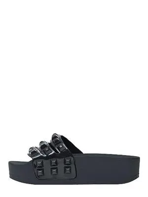 Carmen Sol Platform Slides With Borchia Studs - Black