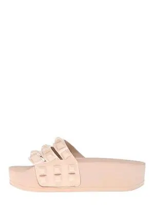 Carmen Sol Platform Slides With Borchia Studs - Blush
