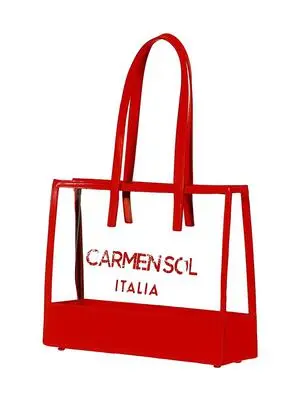 Carmen Sol Clear Tote Bag Red