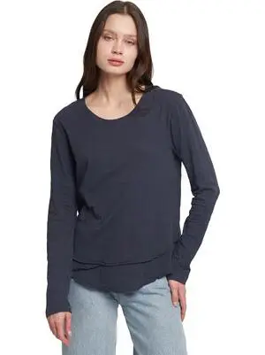 WILT CLOTHING Long Sleeve Mock Layer Tee - Dark Midnight