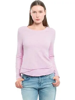 WILT CLOTHING Long Sleeve Mock Layer Tee Mauve Mist