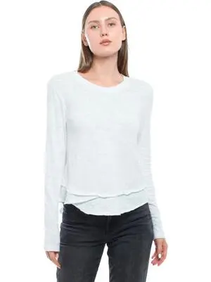 WILT CLOTHING Long Sleeve Mock Layer Tee - White