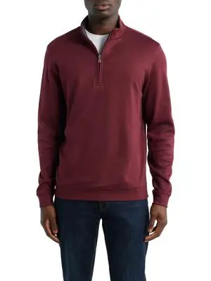 Scott Barber Pima Cotton Interlock Quarter Zip Pullover - Burgundy