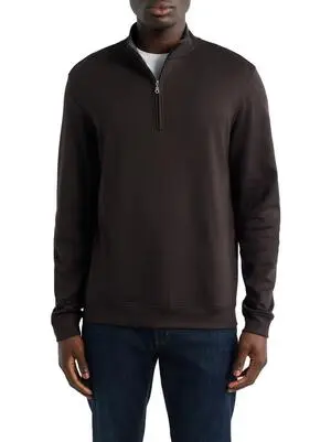 Scott Barber Pima Cotton Interlock Quarter Zip Pullover - Dark Chocolate