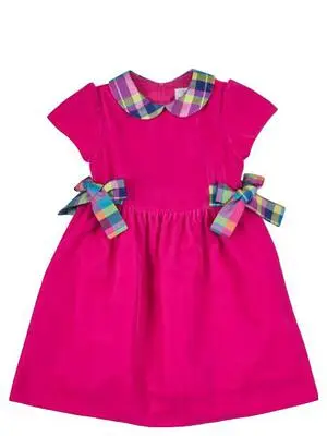 FLORENCE EISEMAN Velvet Dress With Plaid Taffeta Accents - Pink/ Multicolor
