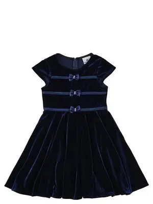 FLORENCE EISEMAN Stretch Velvet Dress With Pearl Detail - Navy