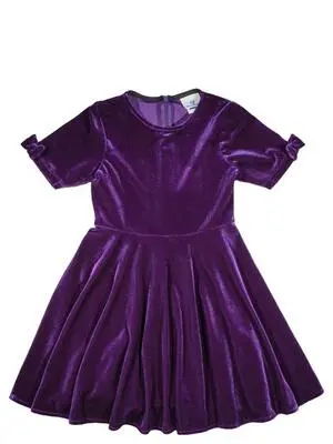 FLORENCE EISEMAN Stretch Velvet Dress With Bow Sleeve Detail - Purple