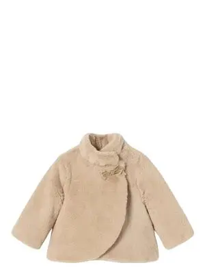 MAYORAL Bow Faux Fur Coat - Beige