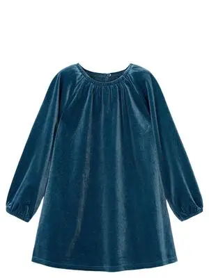 MAYORAL Girls' Long Sleeve Velvet Dress - Ocean