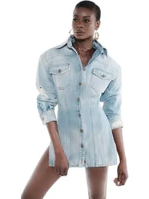 UNTOURAGE THE LABEL Untourage The Label "Si Si Shacket" Denim Shirt Jacket