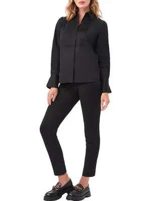 Trina Turk Delancey Tuxedo Button-up Top - Black
