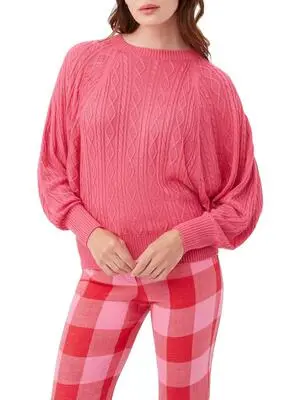 Trina Turk Cableknit Pullover Sweater - Papillon Pink