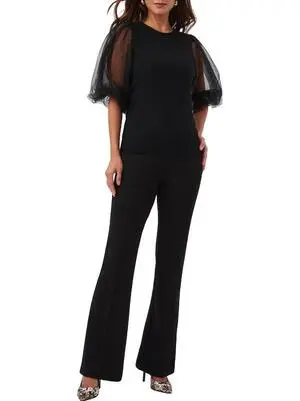 Trina Turk Rhea Tulle Sleeve Pullover - Black