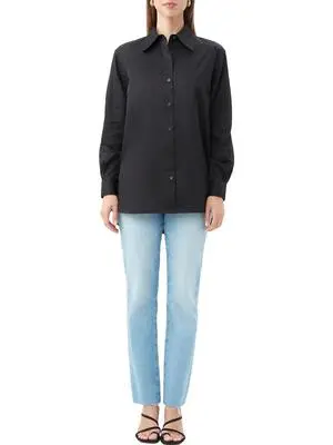 Trina Turk Litsa Oversized Poplin Button-up Top - Black