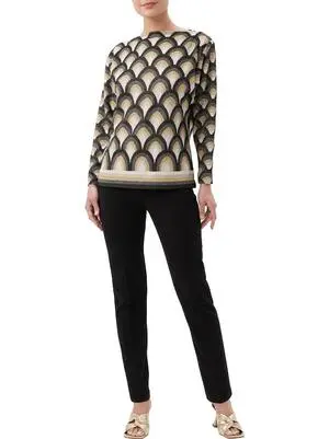 Trina Turk Minato Printed Knit Jacquard Long Sleeve Top - Multi