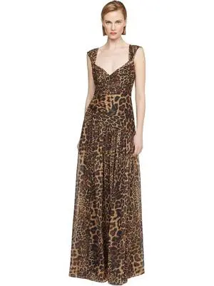 Halston Claudia Chiffon Gown - Leopard