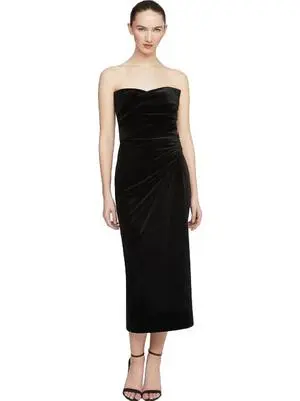 Halston Imara Velvet Midi Dress - Black