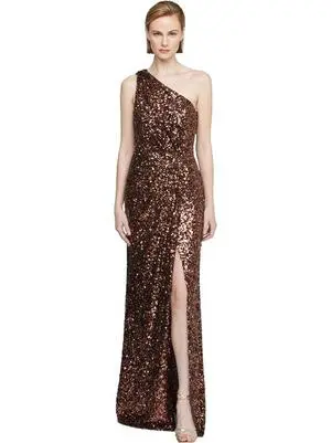 Halston Lexi Sequin Gown - Copper Confetti