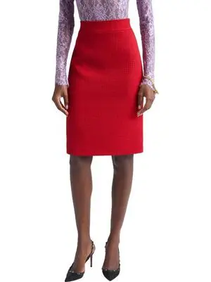 Valentino Garavani Virgin Wool Blend Tweed Pencil Skirt - Pink