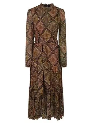 Etro Floral-print Ruffled Dress - Brown