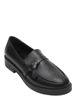 FOREVER & ALWAYS SHOES Galea Buckled Leather Loafers - Black Leather