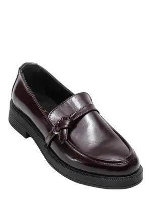 FOREVER & ALWAYS SHOES Galea Buckled Leather Loafers - Burgundy Patent Leather