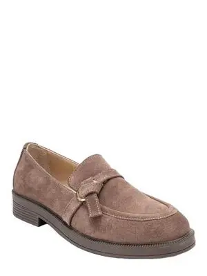 FOREVER & ALWAYS SHOES Galea Buckled Leather Loafers - Taupe Suede Leather