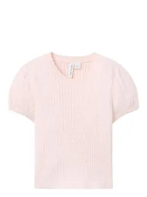 Janie And Jack Pointelle Puff Sleeve Top - Pink