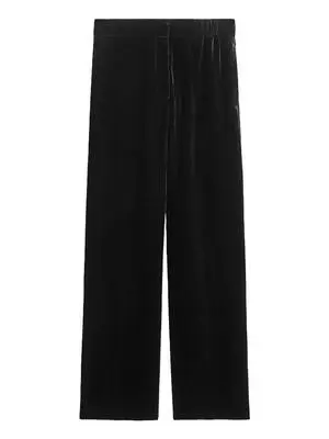 Cos Velvet Elasticated Straight-leg Trousers - Black