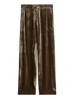 Cos Velvet Elasticated Straight-Leg Trousers Brown