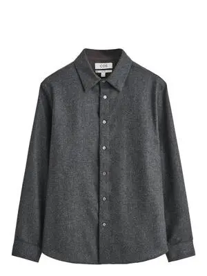 Cos Relaxed Wool-flannel Shirt - Gray