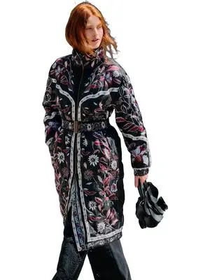 Farm Rio Marcelle Maxi Puffer Jacket - Marcelle Black