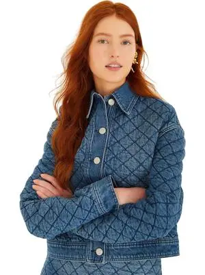 Farm Rio Buttoned Quilted Jacket - Denim