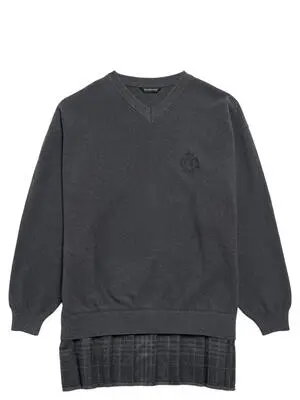 Balenciaga Layered Trompe L'oeil Sweater Dress - Grey & Silver