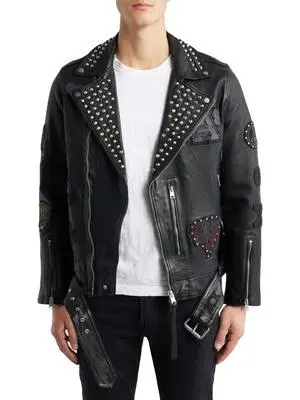 ALLSAINTS Cole Studded Leather Biker Jacket - Black