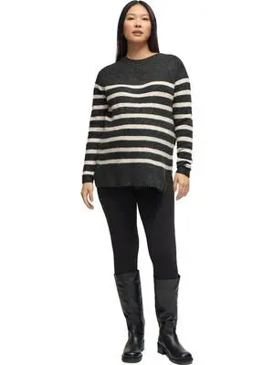 Ingrid & Isabel® Raglan Maternity Mock Neck Striped Sweater - Charcoal/ivory
