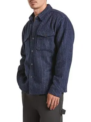 Brixton Selden Pinstripe Flannel Shirt Jacket - Mood Indigo Blanket Stripe