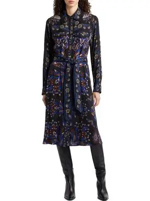 Farm Rio Arabesque Mix Scarves Shirtdress - Black