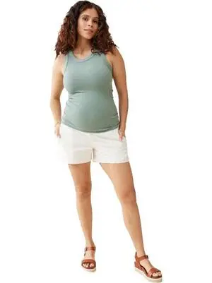 INGRID & ISABEL Seamless Maternity Rib Tank Sage