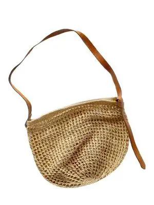 MINGA Maria Woven Market Bag With Leather Strap