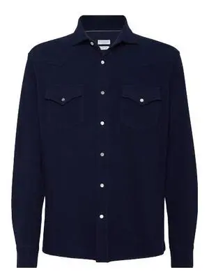 Brunello Cucinelli Shirt With Snaps - Navy Blue