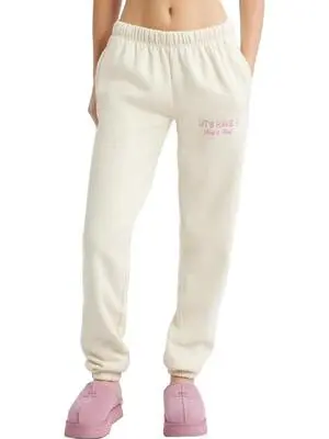 HAPPY CAMP3R Heart To Heart Embroidered Joggers - Cream