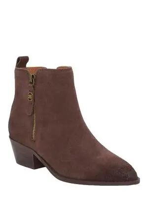 Lucky Brand Ailein Pointed Toe Bootie Chocolate Suede