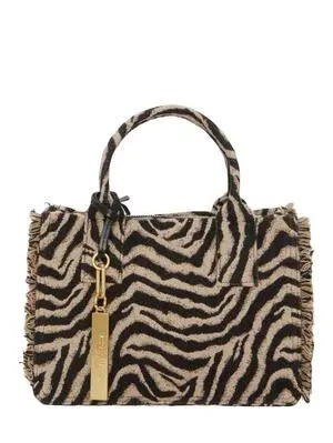 Vince Camuto Zhury Zebra Stripe Fringe Trim Tote - Brown