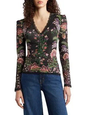 Farm Rio Marvelous Garden Knit Top - Black