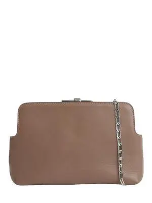 REISS Bethany Leather Frame Clutch - Neutral